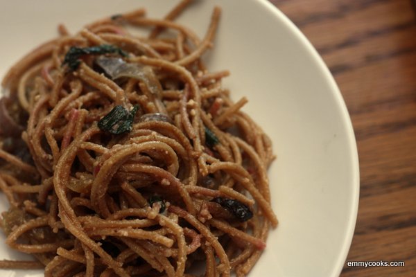 Whole Wheat Pasta with Greens, Caramelized Onions, and Creamy Walnut ...